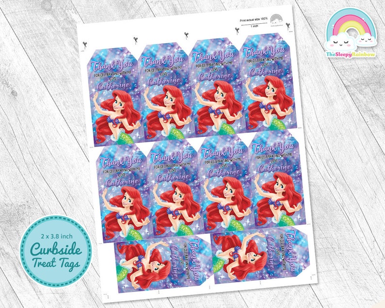 Little Mermaid Birthday Party Favor Tags Ariel Mermaid Gift - Etsy