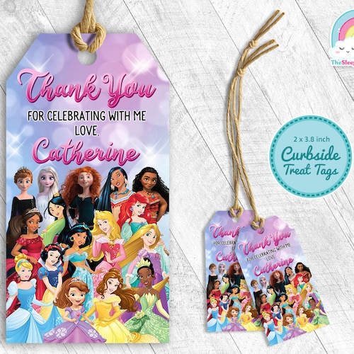 Princess Favor Tags Princess Birthday Thank You Tags - Etsy