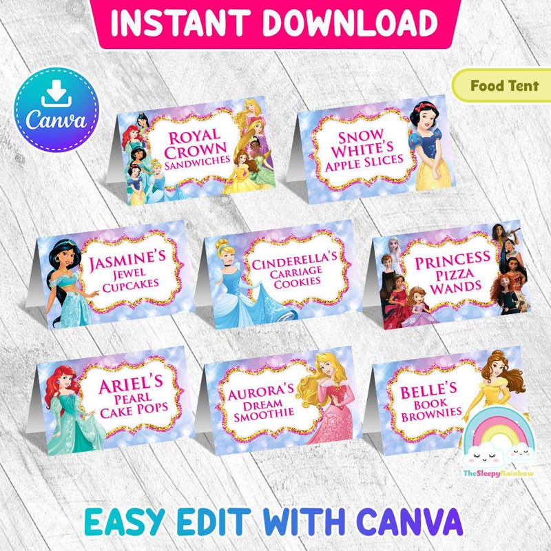 Princess Food Labels - Etsy