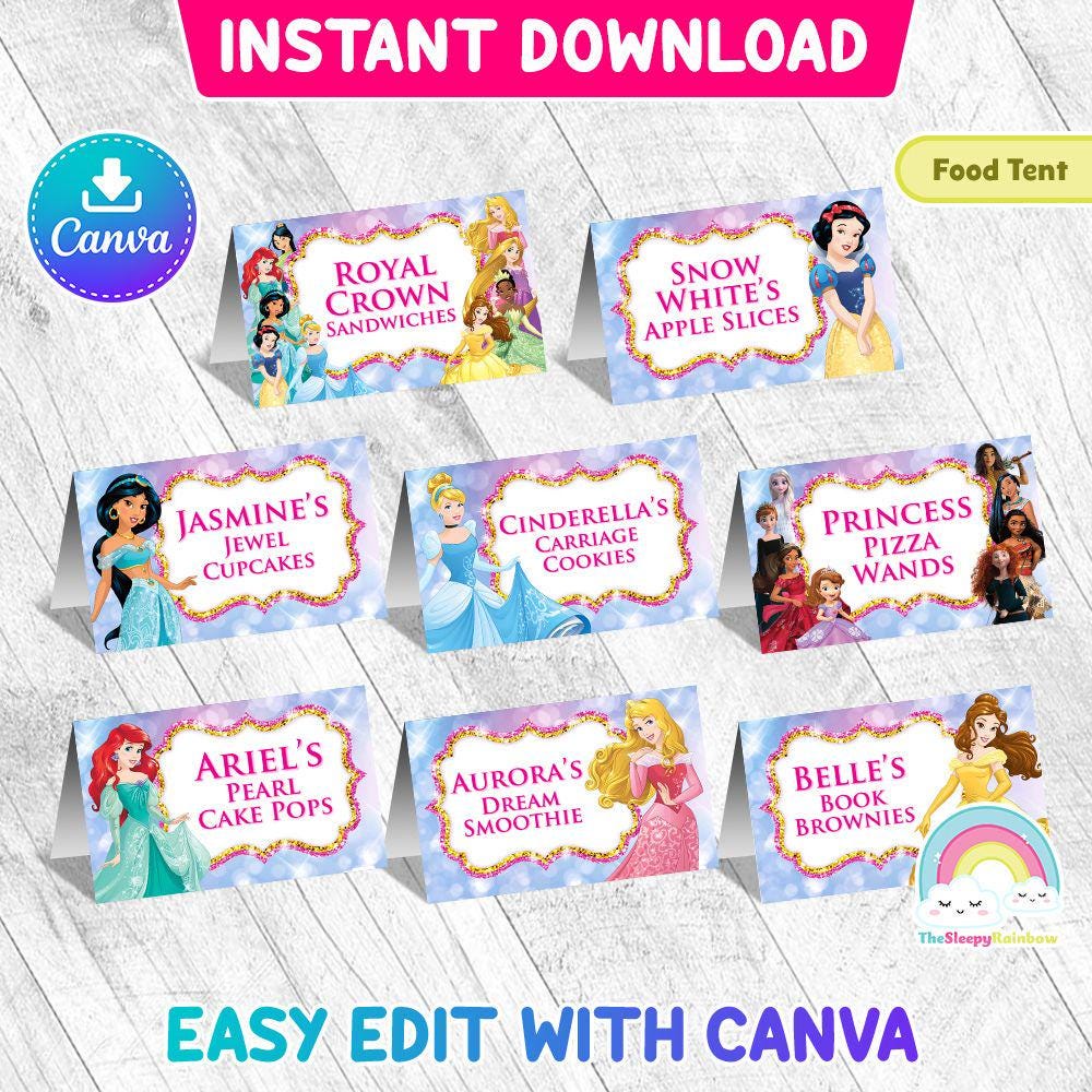 Disney Princess Party Food Labels Princess Rapunzel Food Labels,