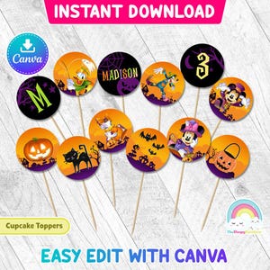 Mickey Cupcake Toppers 2 Inch Round Birthday Party Printable Mickey ...