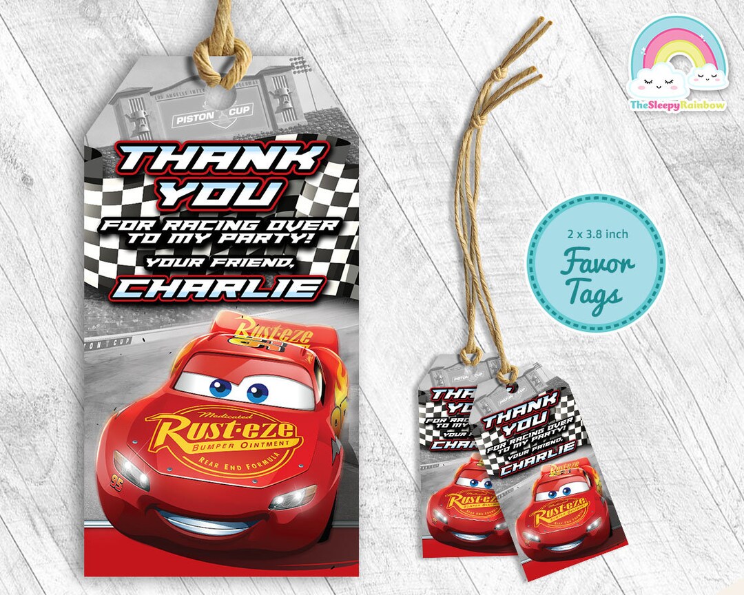Cars Birthday Party Race Car Lightning Mcqueen Favor Tags Gift Tag ...