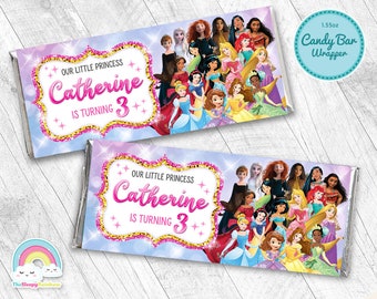 Princess Chocolate Label Princess Candy Bar Wrapper Princesses Birthday ...