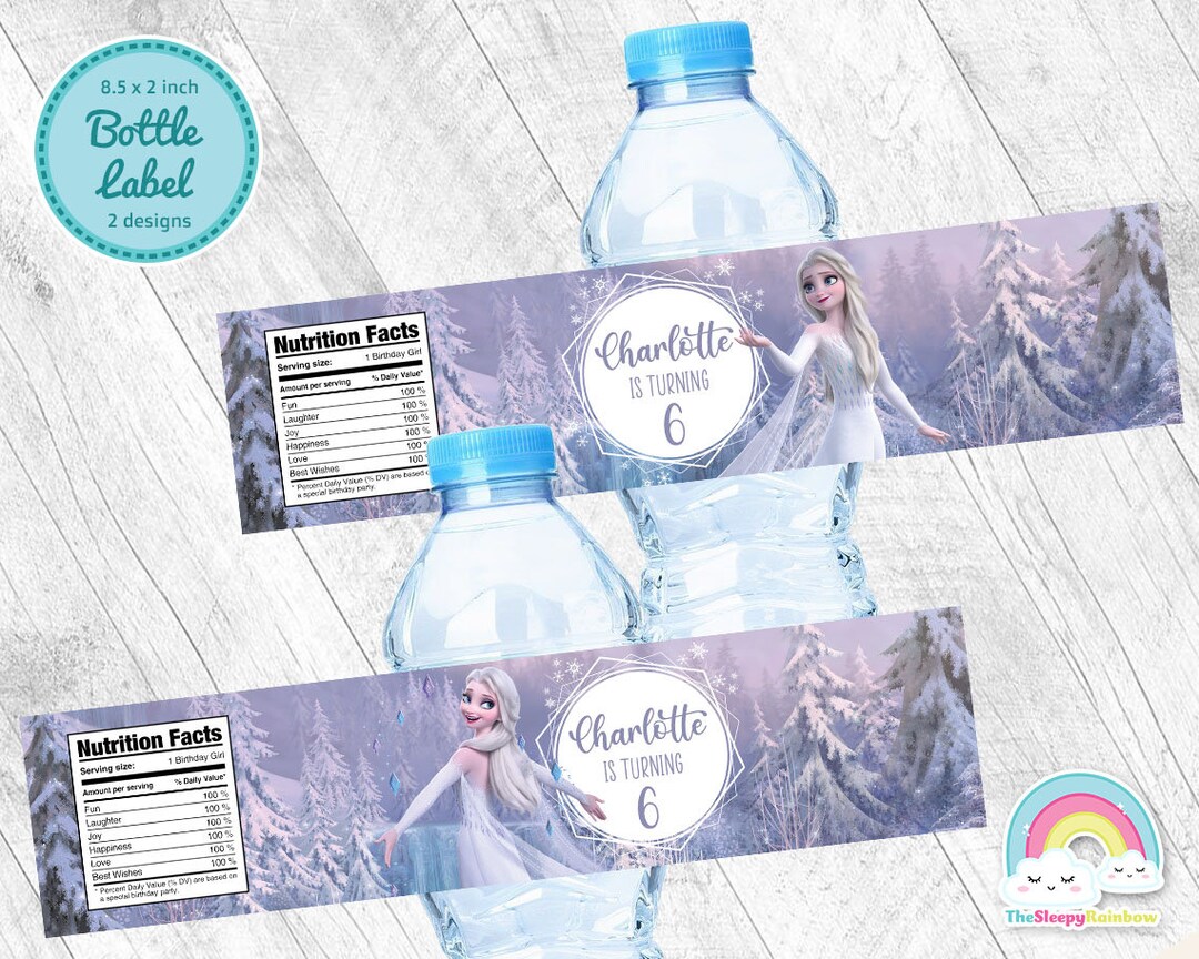 Elsa White Dress Frozen Birthday Party Bottle Label Elsa Frozen Water ...