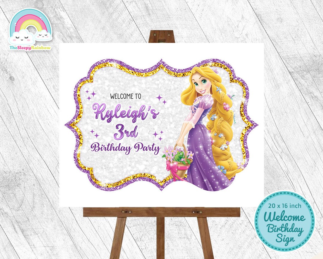 Princess Rapunzel Welcome Birthday Sign Tangled Door Sign Poster ...