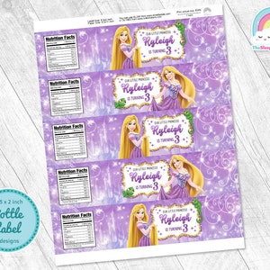Rapunzel Birthday Party Bottle Label Tangled Water Bottle Wrapper Label ...