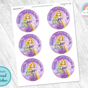 Princess Rapunzel 3 Inch Round Sticker Birthday Party Favor Tags ...