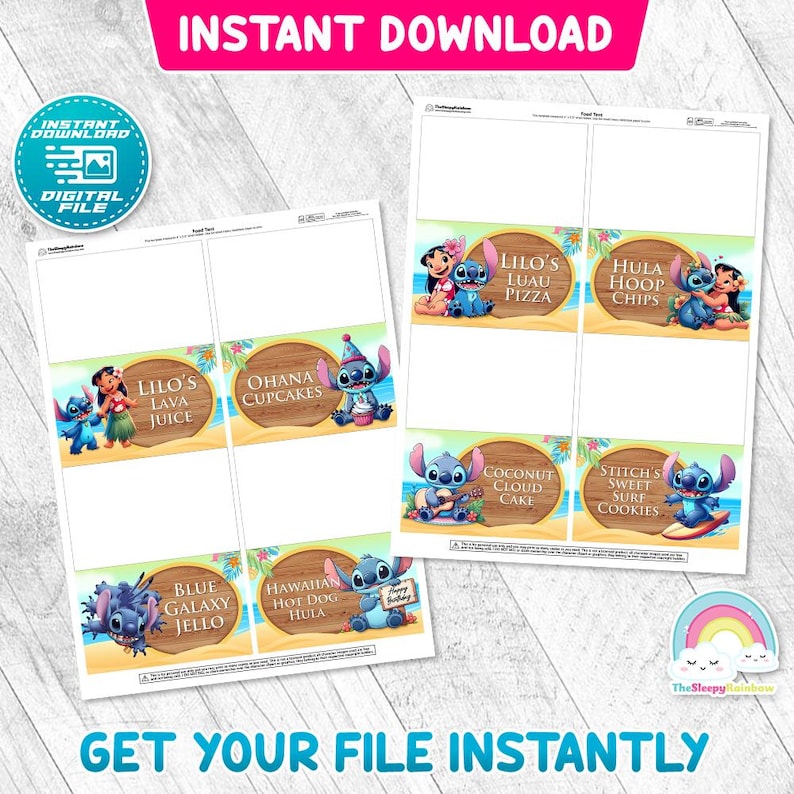 Lilo and Stitch Food Tent Birthday Party Printable Stitch Food Label 8 ...