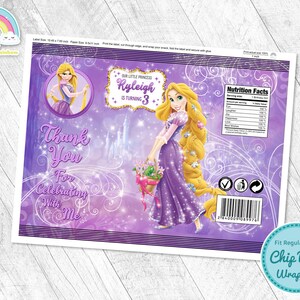 Princess Rapunzel Birthday Party Chip Bags Wrapper Label Tangled ...