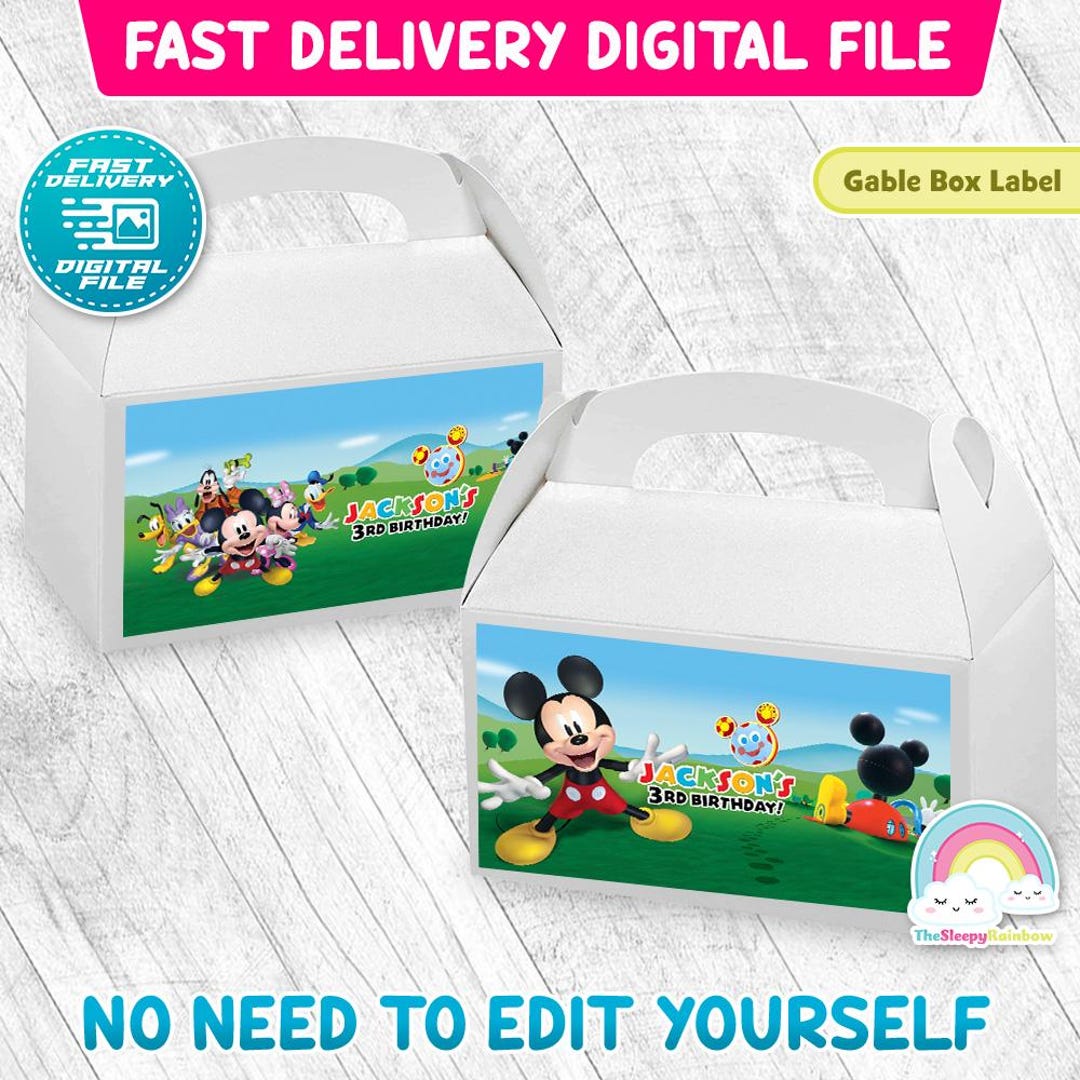 Mickey Mouse Clubhouse Gable Box Label, Birthday Party Playhouse ...