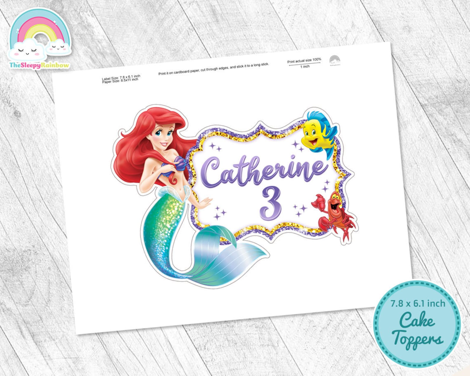 Little Mermaid Birthday Party Cake Toppers Little Mermaid - Etsy
