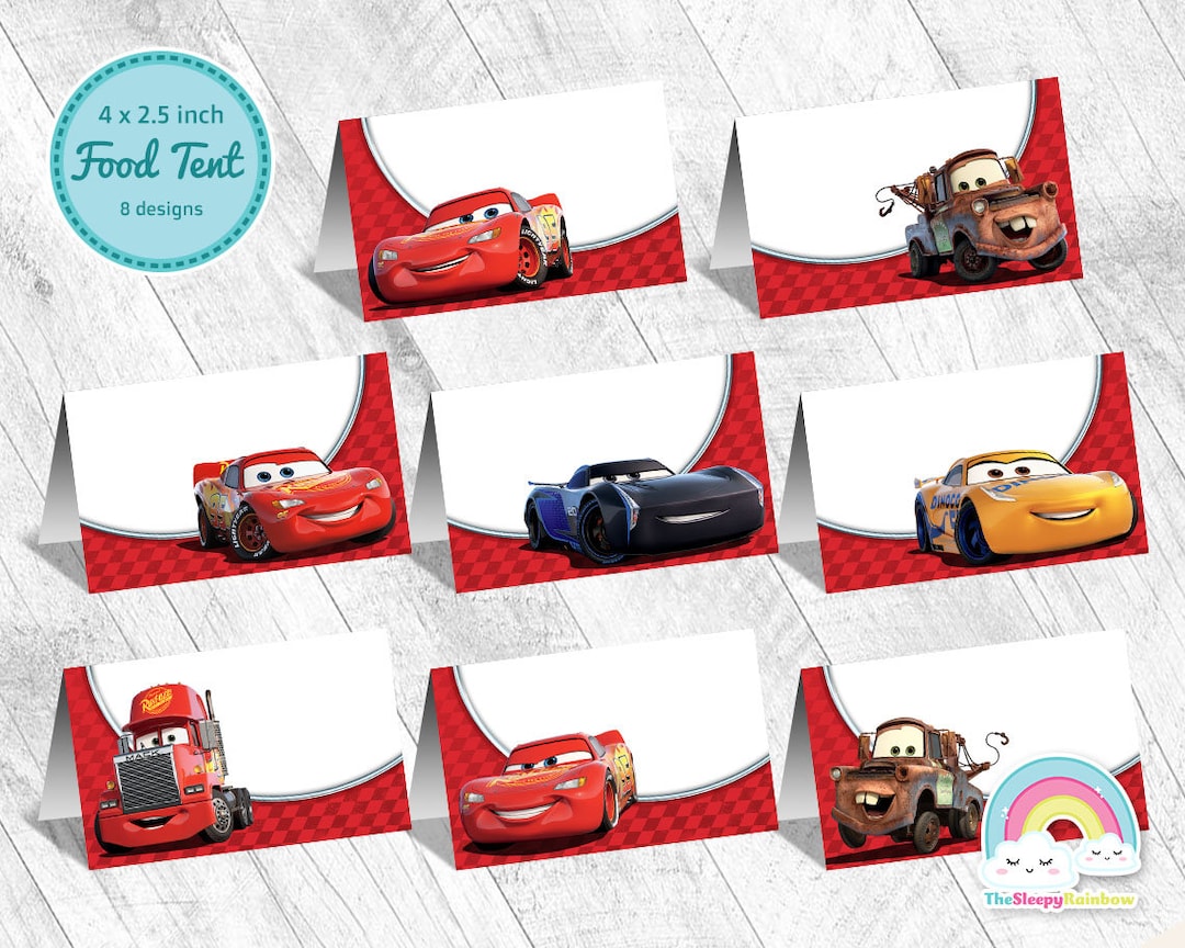 Cars Food Tent Birthday Party Printable Race Cars Food Label 4 Designs ...