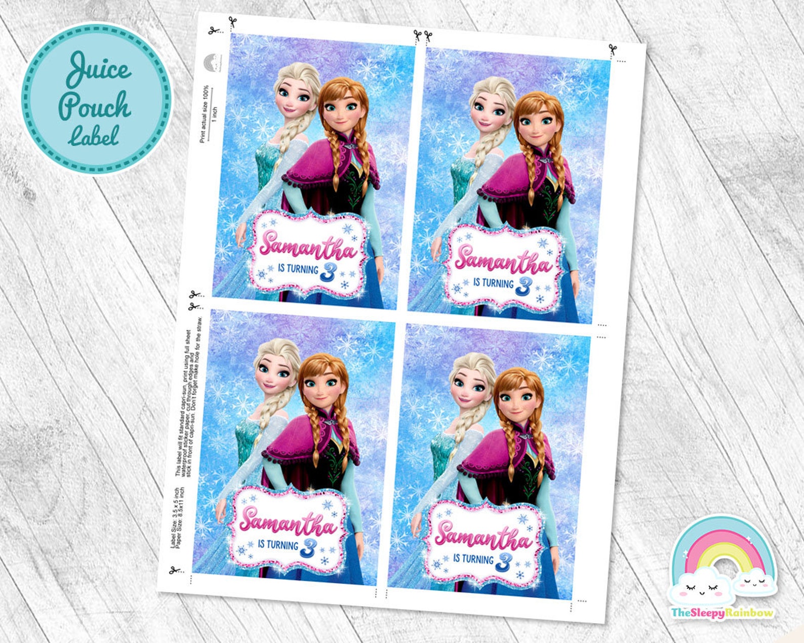 Frozen Elsa Anna Birthday Party Juice Pouch Label Beautiful - Etsy