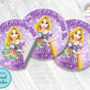 Princess Rapunzel 3 Inch Round Sticker Birthday Party Favor Tags ...