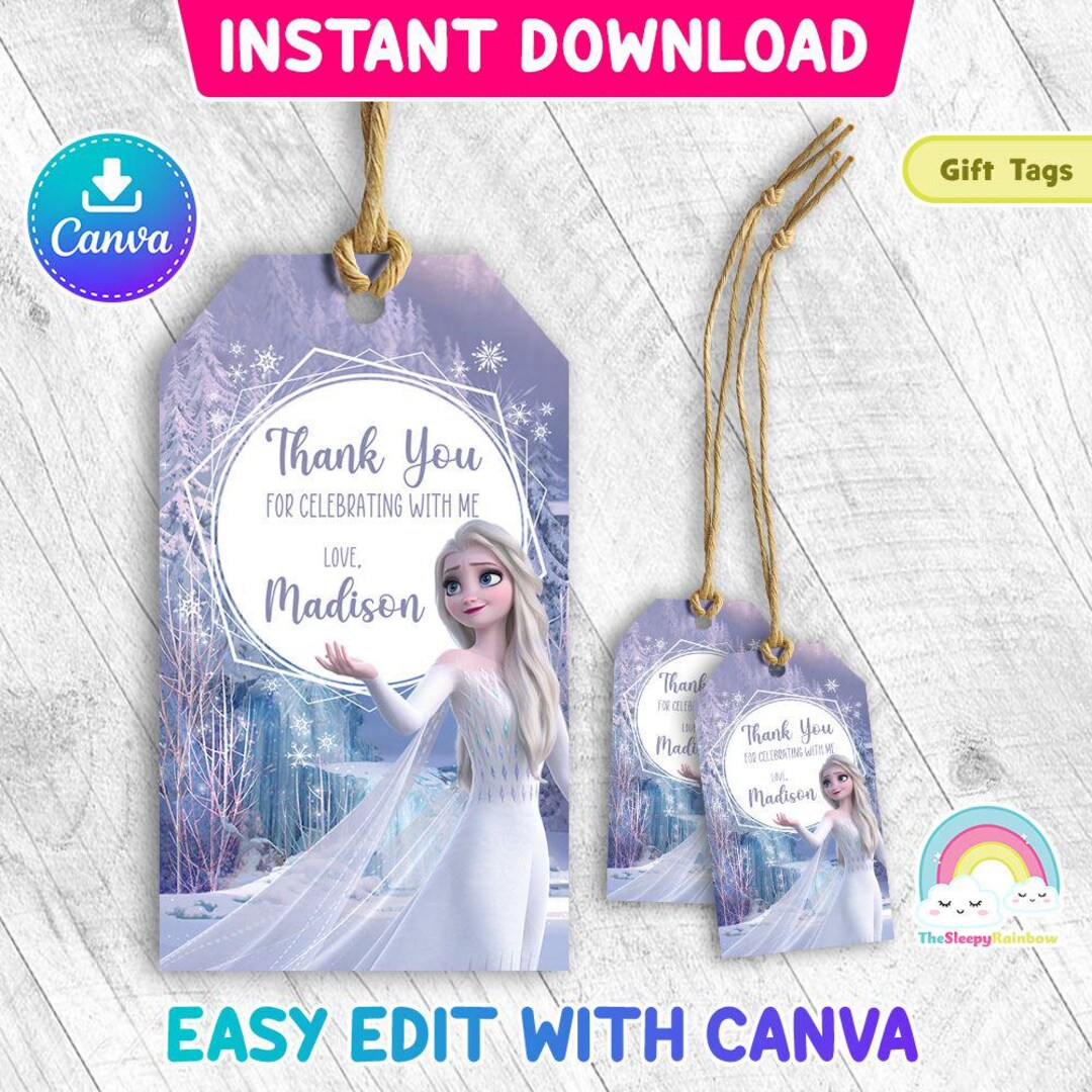 Elsa White Dress Frozen Birthday Party Favor Tags Elsa Frozen Gift ...