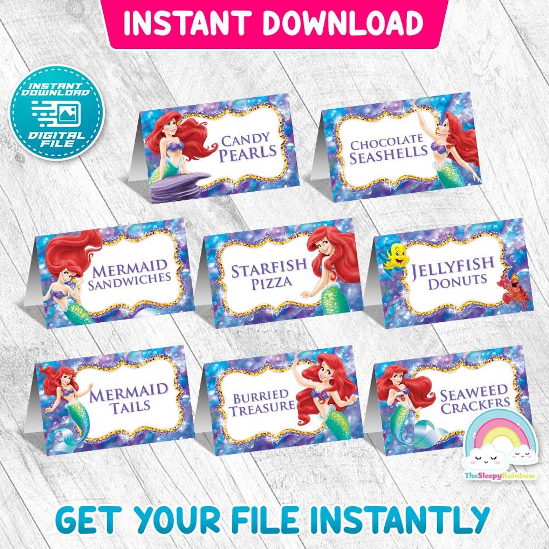 Little Mermaid Food Tent Birthday Party Printable Ariel Mermaid Food ...