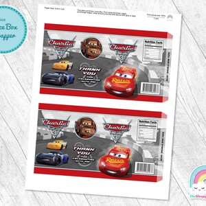 Cars Birthday Party 6 Oz Juice Box Wrapper Race Cars Juice Box Label ...