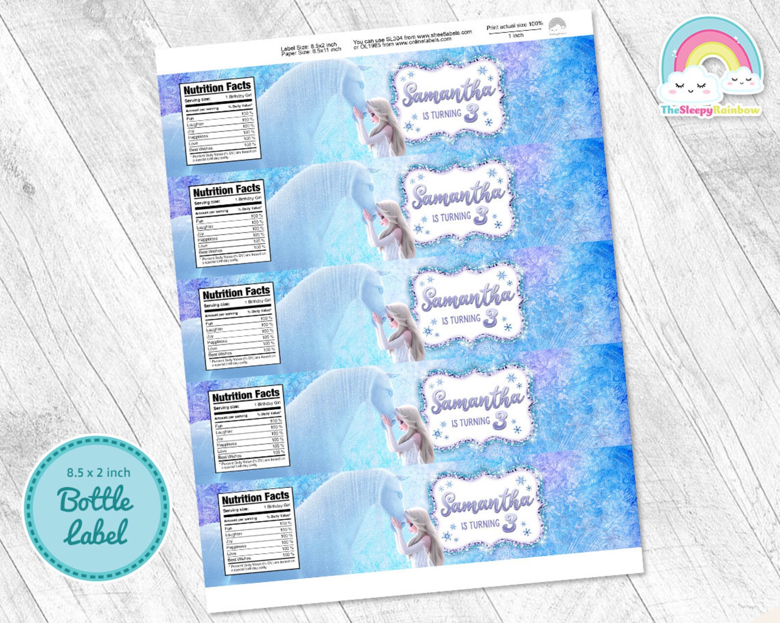 Frozen 2 Elsa the Nokk Birthday Party Bottle Label Elsa Water - Etsy