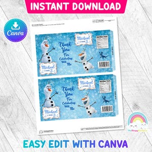 Frozen Olaf Birthday Party 6 Oz Juice Box Wrapper Frozen Olaf Juice Box ...