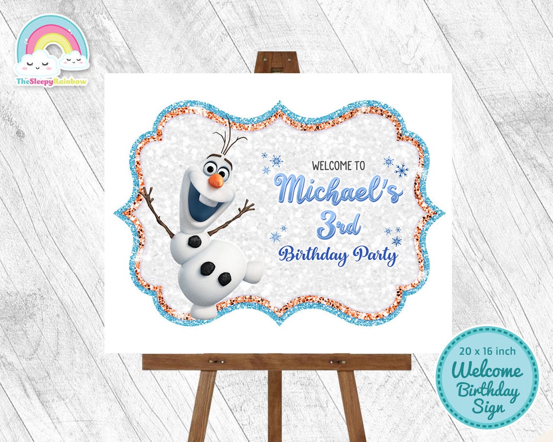 Frozen Olaf Welcome Birthday Sign Frozen Door Sign Poster Birthday ...