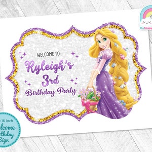 Princess Rapunzel Welcome Birthday Sign Tangled Door Sign Poster ...
