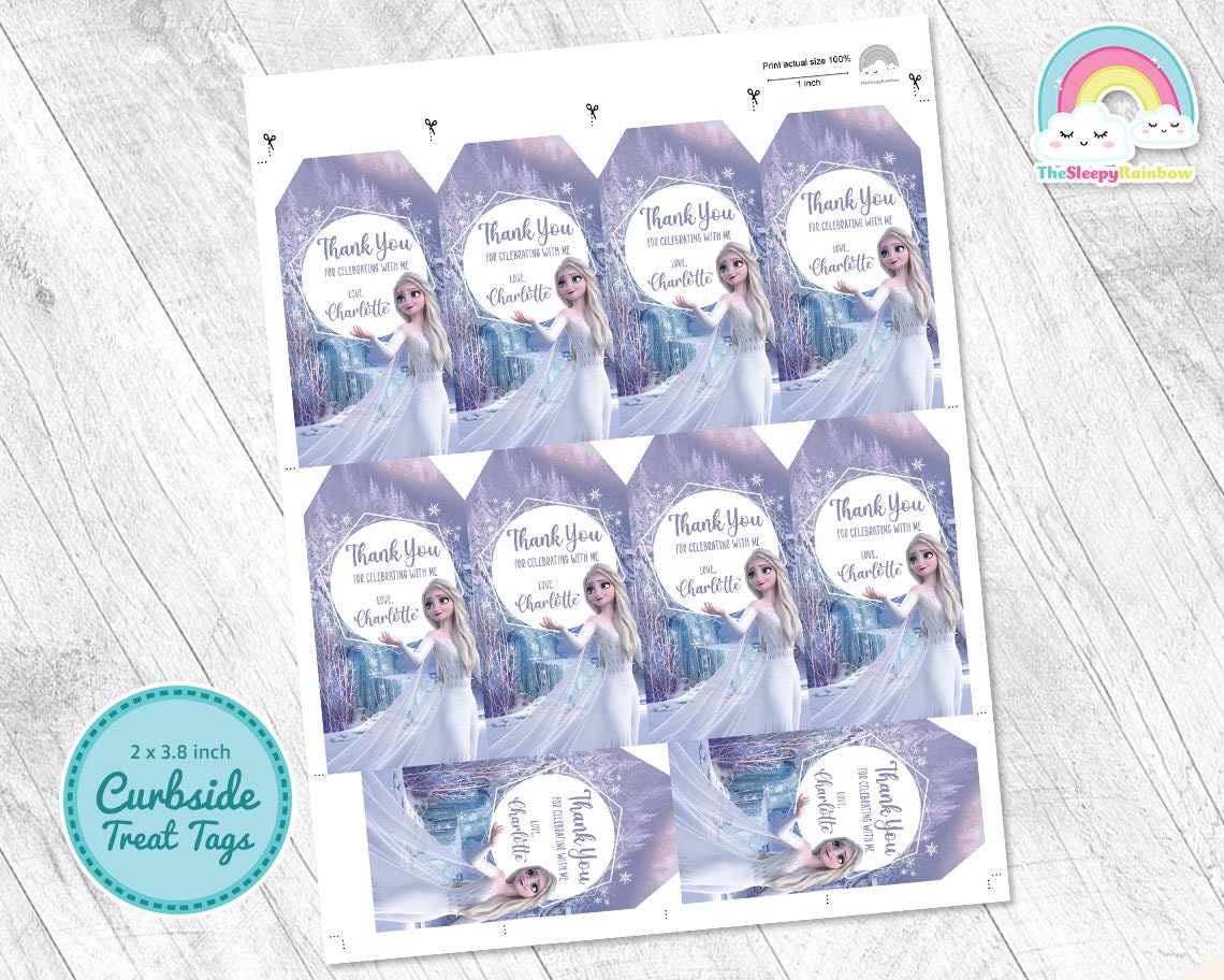 Elsa White Dress Frozen Birthday Party Favor Tags Elsa Frozen - Etsy