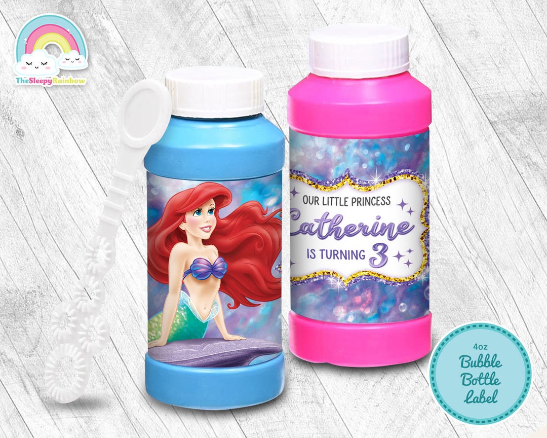 Little Mermaid Birthday Party 4 Oz Bubble Bottle Label Little Mermaid ...