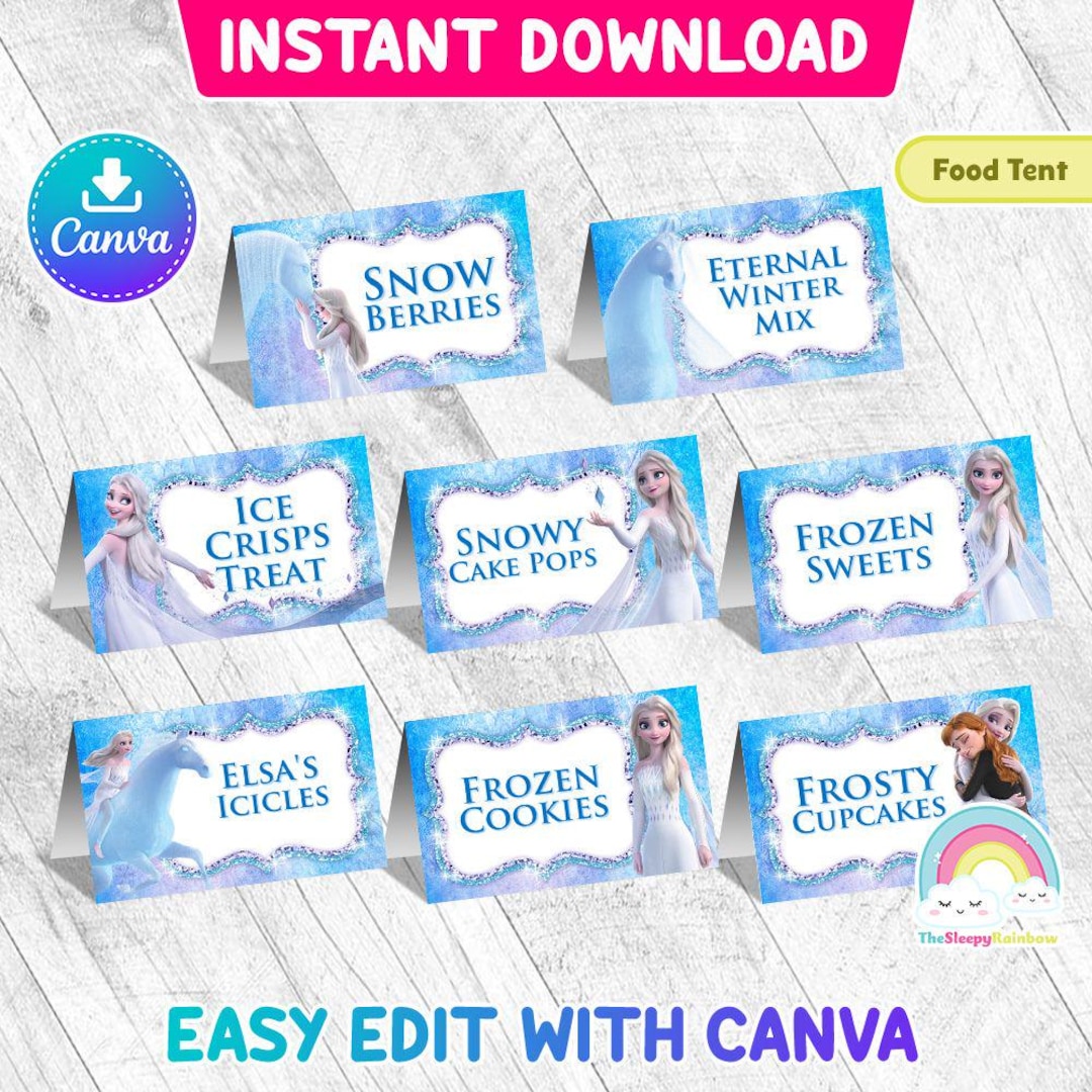 Frozen Elsa Nokk Food Tent Birthday Party Printable Frozen Food Label 8 ...