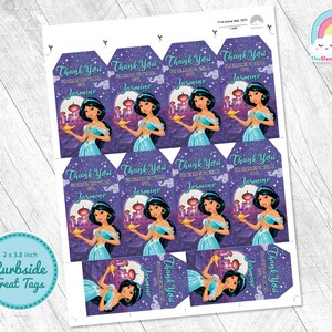 Princess Jasmine Birthday Party Favor Tags Aladdin Gift Treats Tags ...