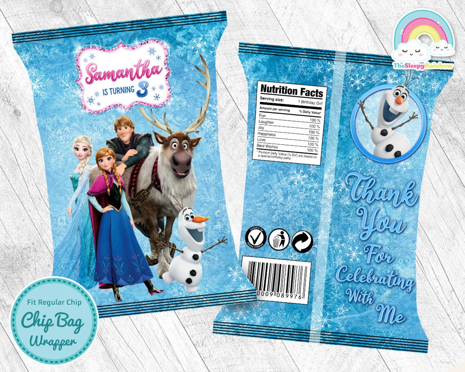Frozen Birthday Party Chip Bags Wrapper Label Elsa Anna Olaf - Etsy