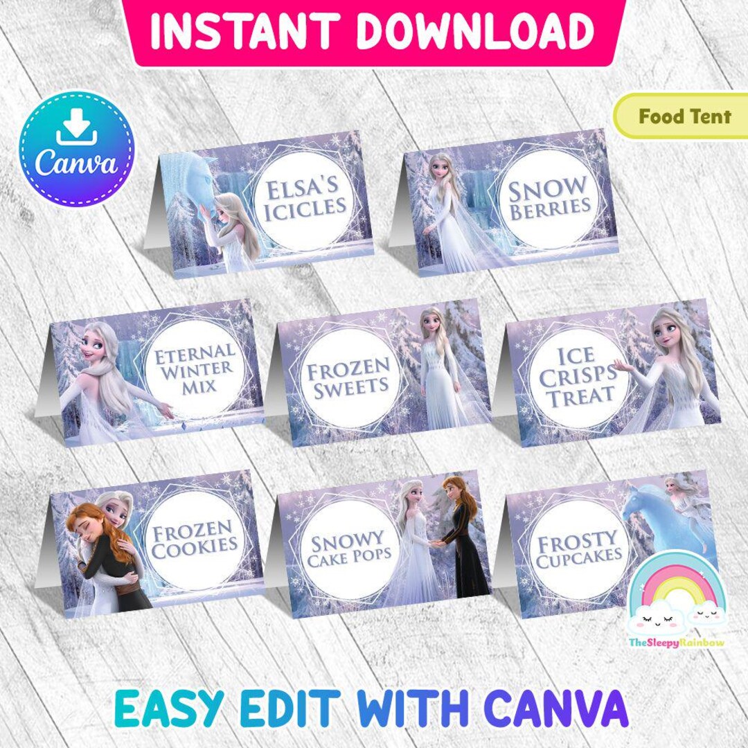 Frozen Elsa White Dress Food Tent Birthday Party Printable Frozen Food ...