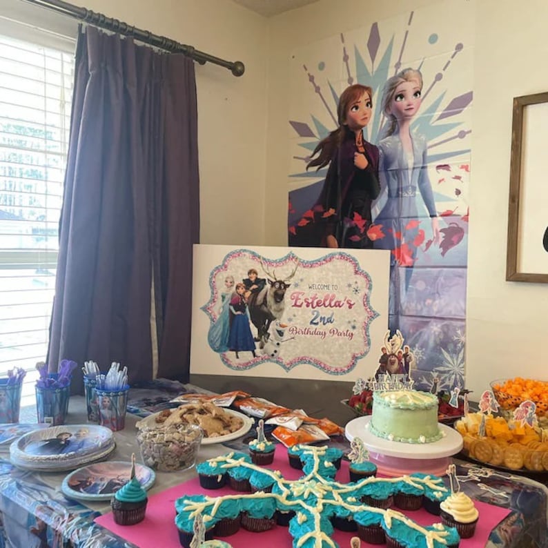 Frozen Elsa Anna Kristoff Sven Olaf Welcome Birthday Sign - Etsy