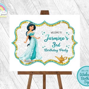 Princess Jasmine Welcome Birthday Sign Aladdin Door Sign Poster ...