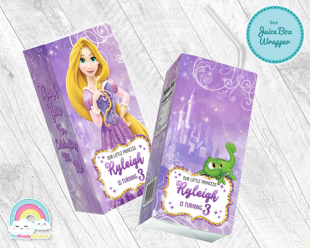Princess Rapunzel Birthday Party 6 Oz Juice Box Wrapper Tangled Juice ...