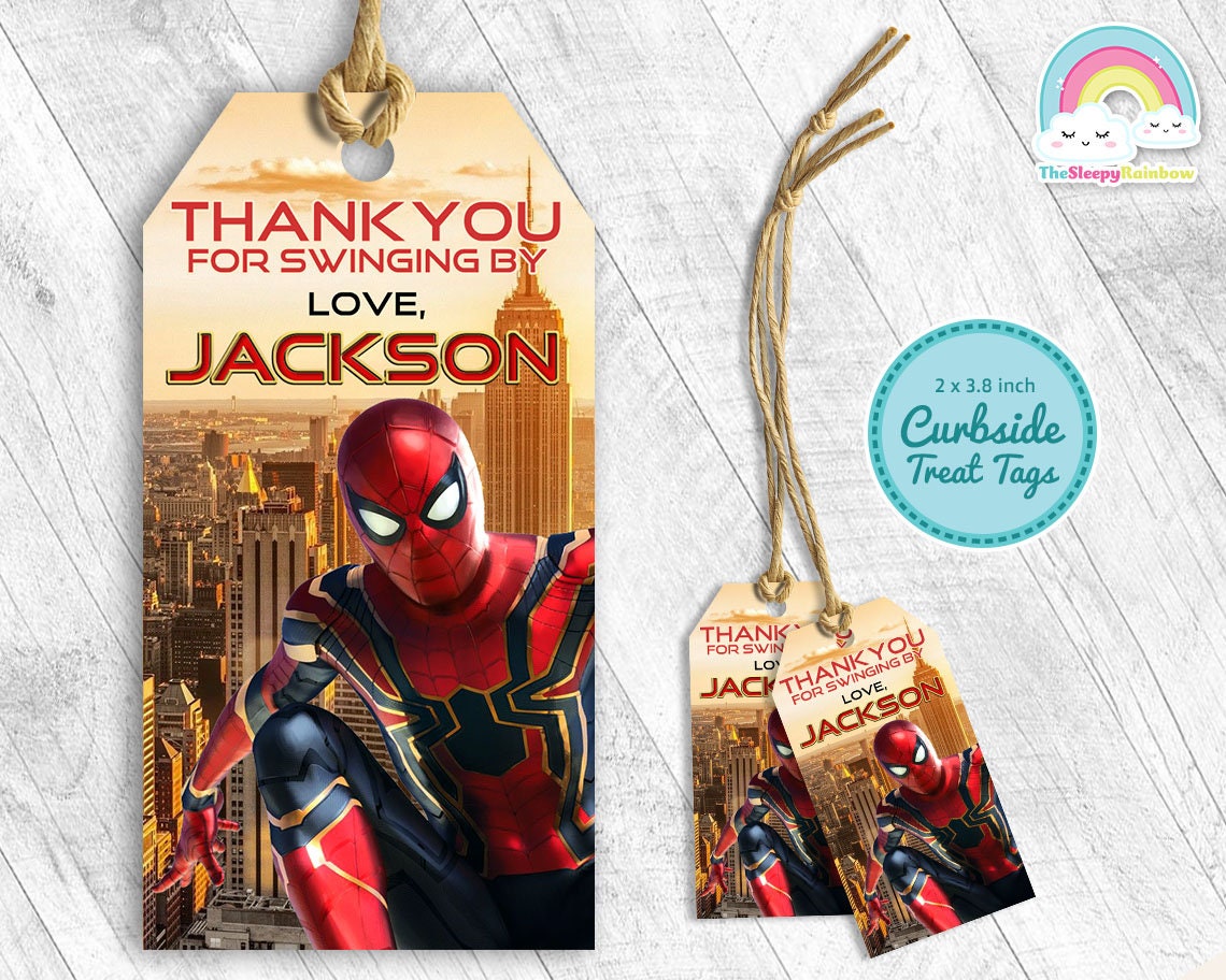 Spiderman Iron Spider Birthday Party Favor Tags Spiderman Gift | Etsy
