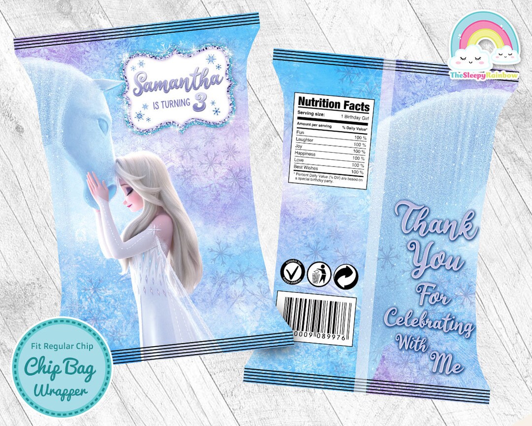 Frozen 2 Elsa the Nokk Birthday Party Chip Bags Wrapper Label Elsa ...
