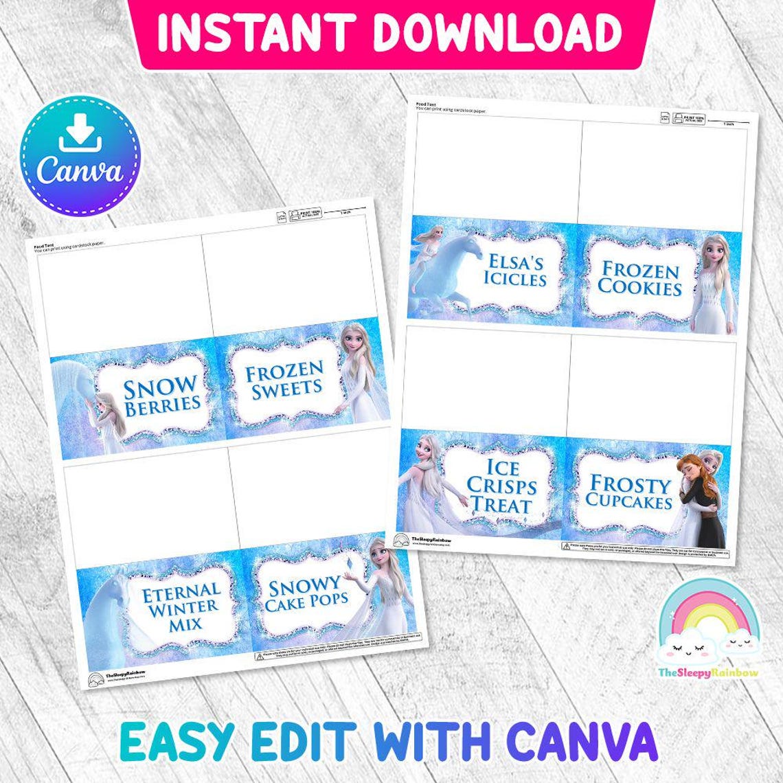 Frozen Elsa Nokk Food Tent Birthday Party Printable Frozen Food Label 8 ...