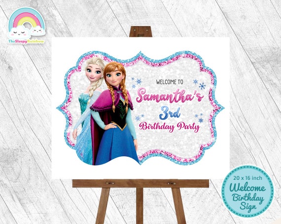 Frozen Elsa Anna Welcome Birthday Sign Frozen Door Sign Poster | Etsy