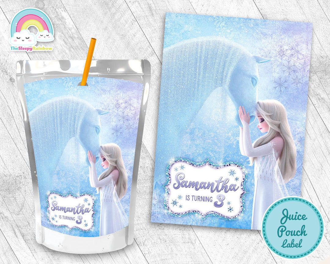 Frozen 2 Elsa the Nokk Birthday Party Juice Pouch Label Beautiful ...