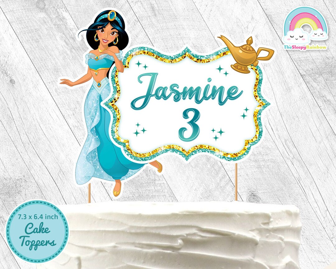 Princess Jasmine Birthday Party Cake Toppers Aladdin Printable Birthday ...