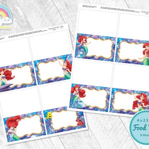 Little Mermaid Food Tent Birthday Party Printable Ariel Mermaid Food ...