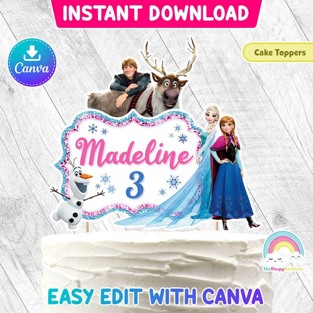 Frozen Elsa Anna Kristoff Sven Olaf Birthday Party Cake Topper Frozen ...