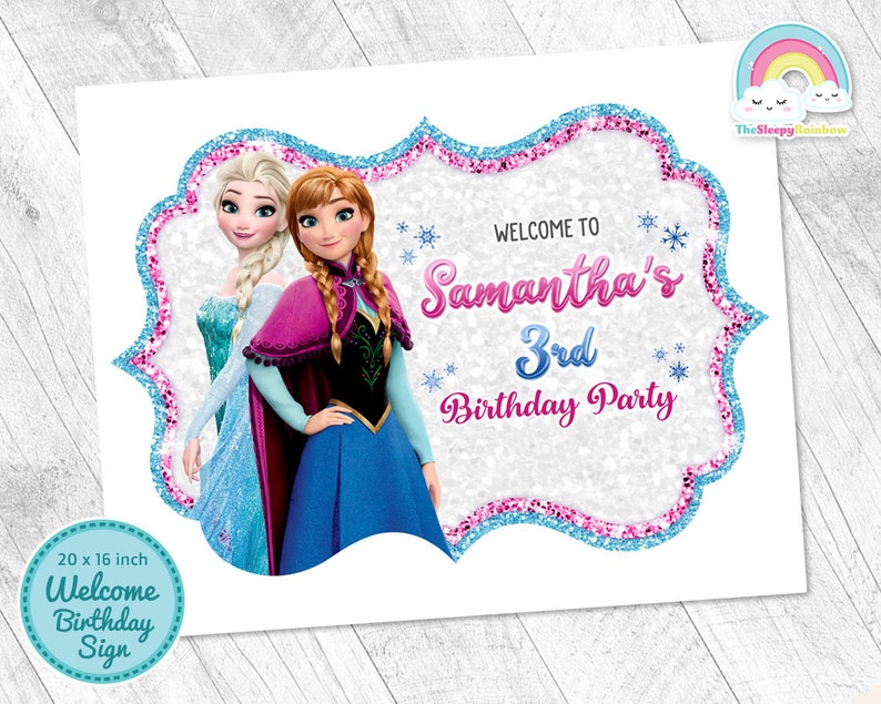 Frozen Elsa Anna Welcome Birthday Sign Frozen Door Sign Poster | Etsy