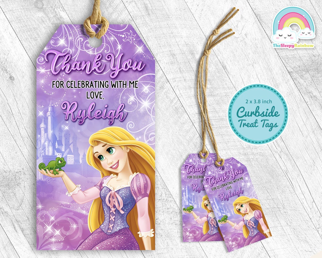 Princess Rapunzel Birthday Party Favor Tags Tangled Gift Treats Tags ...