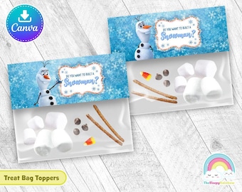 Frozen Themed Elsa Party Favor Toppers - Do You Want to Build a Snowman ...