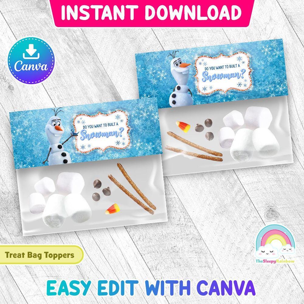 Olaf Frozen Do You Wanna Build a Snowman Birthday Party Treats Bag ...