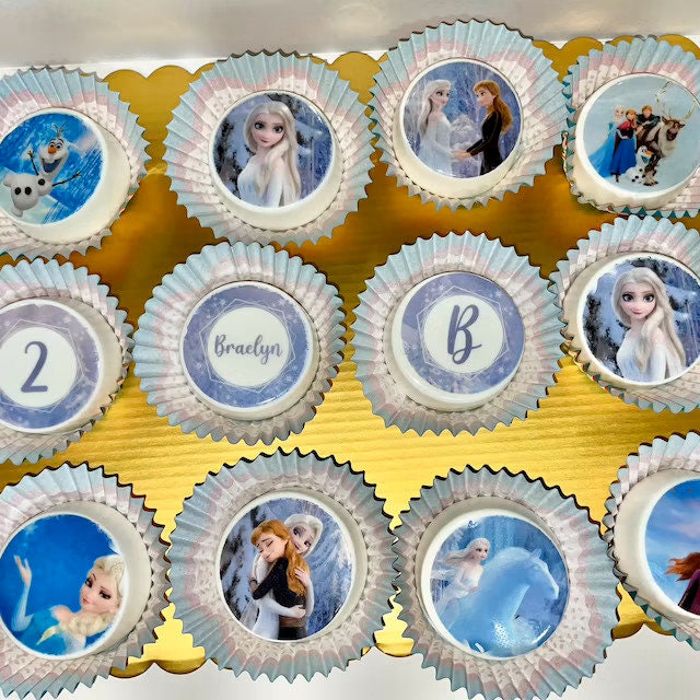 Elsa White Dress Elegant Cupcake Toppers 2 Inch Round Birthday Party ...