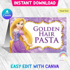 Princess Rapunzel Food Tent Birthday Party Printable Tangled Food Label ...