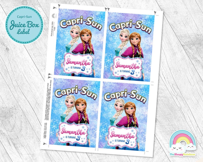 Frozen Elsa Anna Birthday Party Juice Pouch Label Beautiful - Etsy