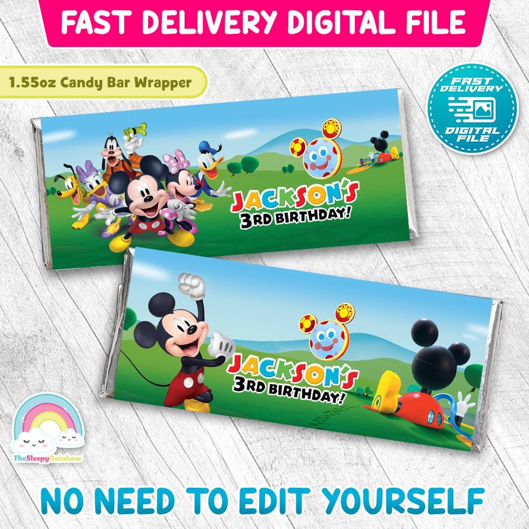 Mickey Mouse Clubhouse Birthday Party Candy Bar Wrapper Playhouse ...